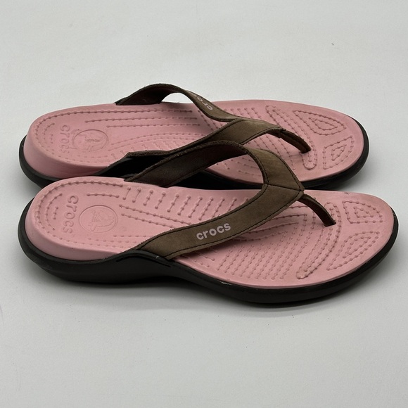 CROCS | Shoes | Crocs Iconic Flip Flops Sandals Womens Size 9 Brown ...